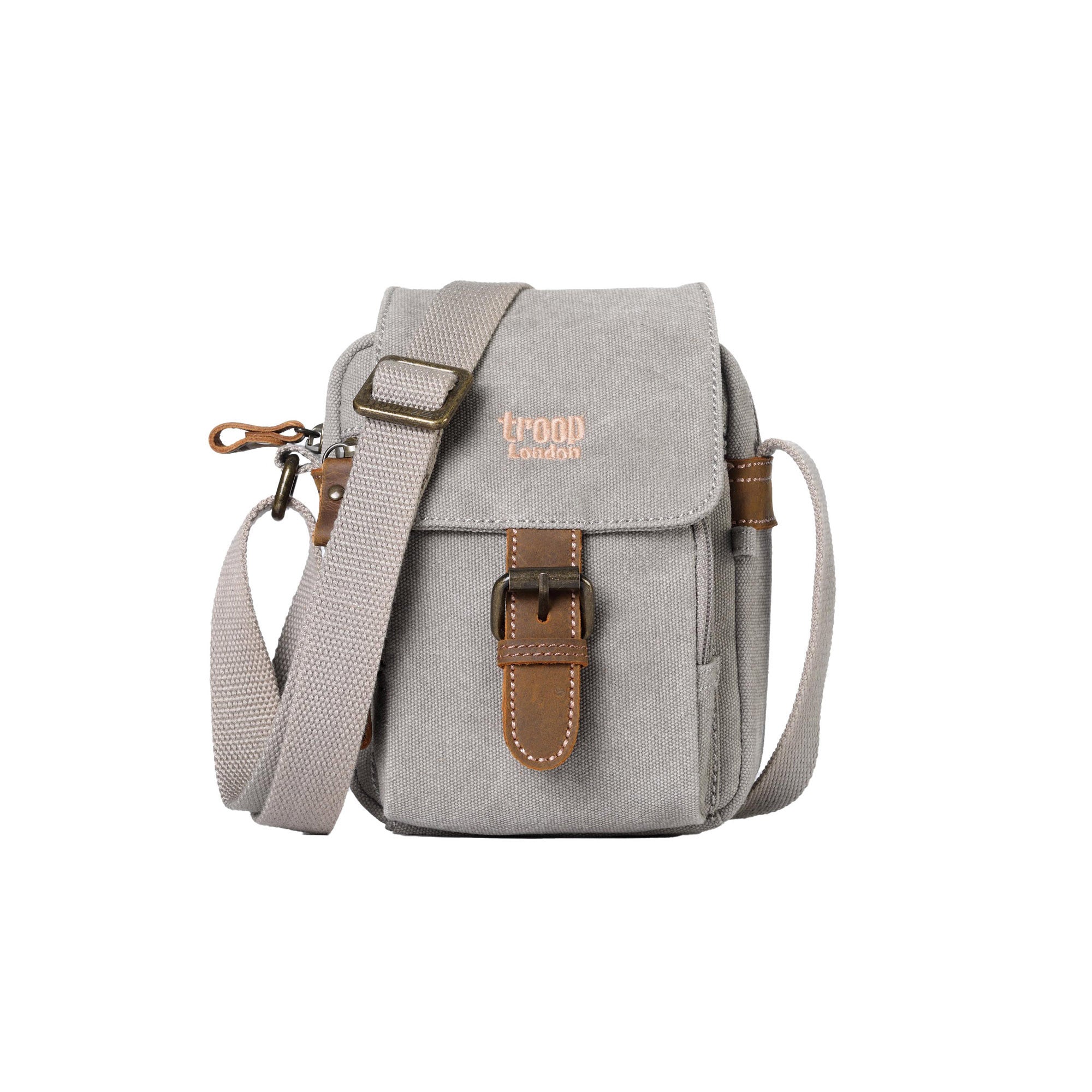Classic Small Flap Front Cross Body Bag - Ash Grey Canvas Backpack ...
