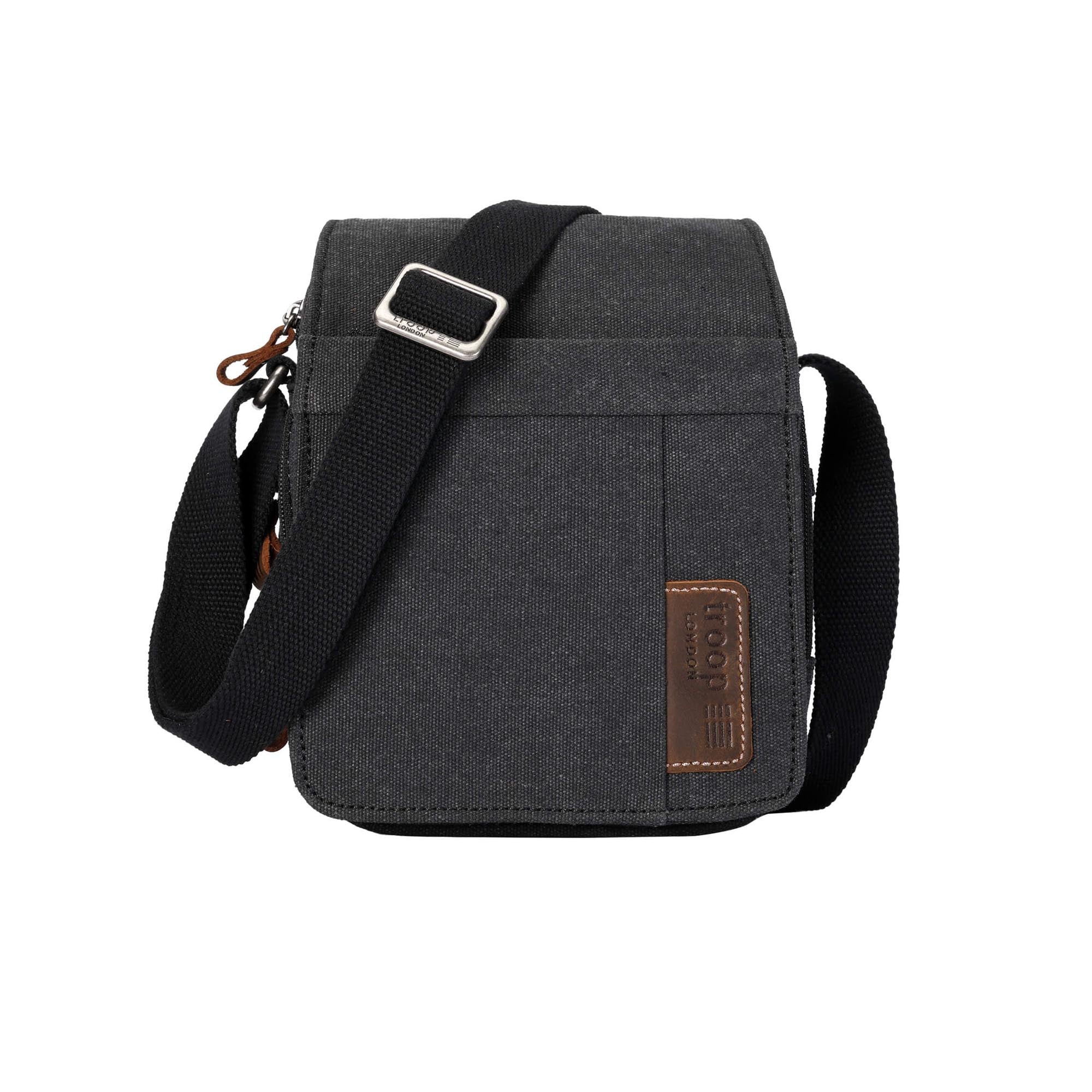 Classic Small Flap Front Body Bag - Black Wash - Canvas bag – Premium ...