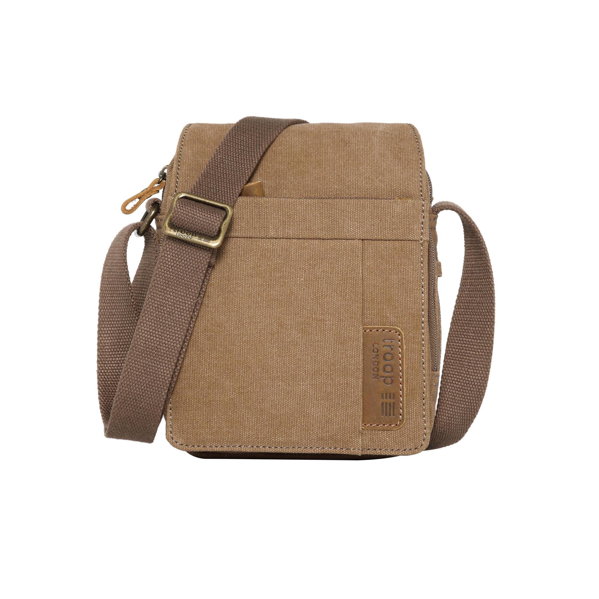 Classic Small Flap Front Body Bag - Brown Canvas Backpack – Premium ...