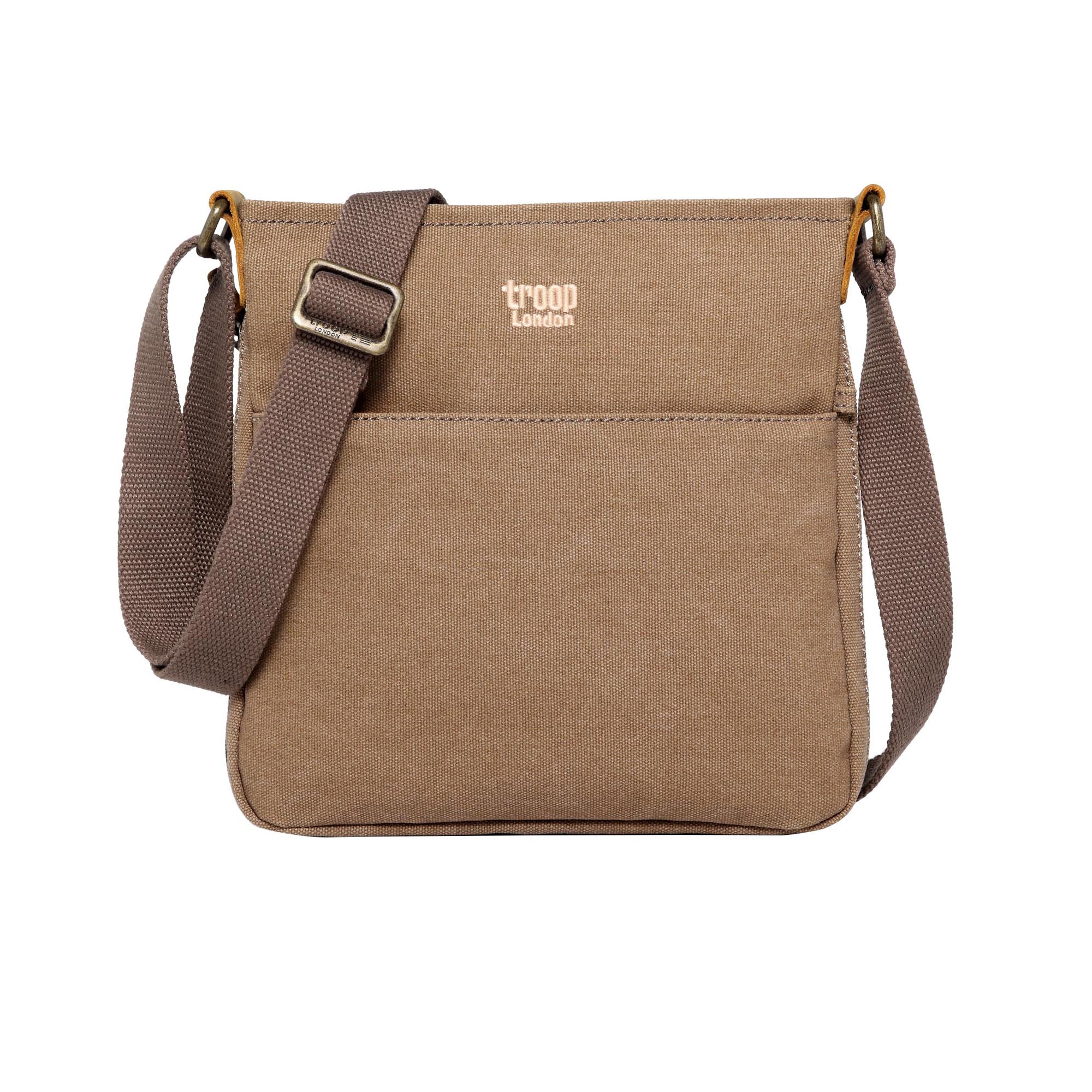 Classic Small Zip Top Shoulder Bag - Brown Canvas Backpack – Premium ...