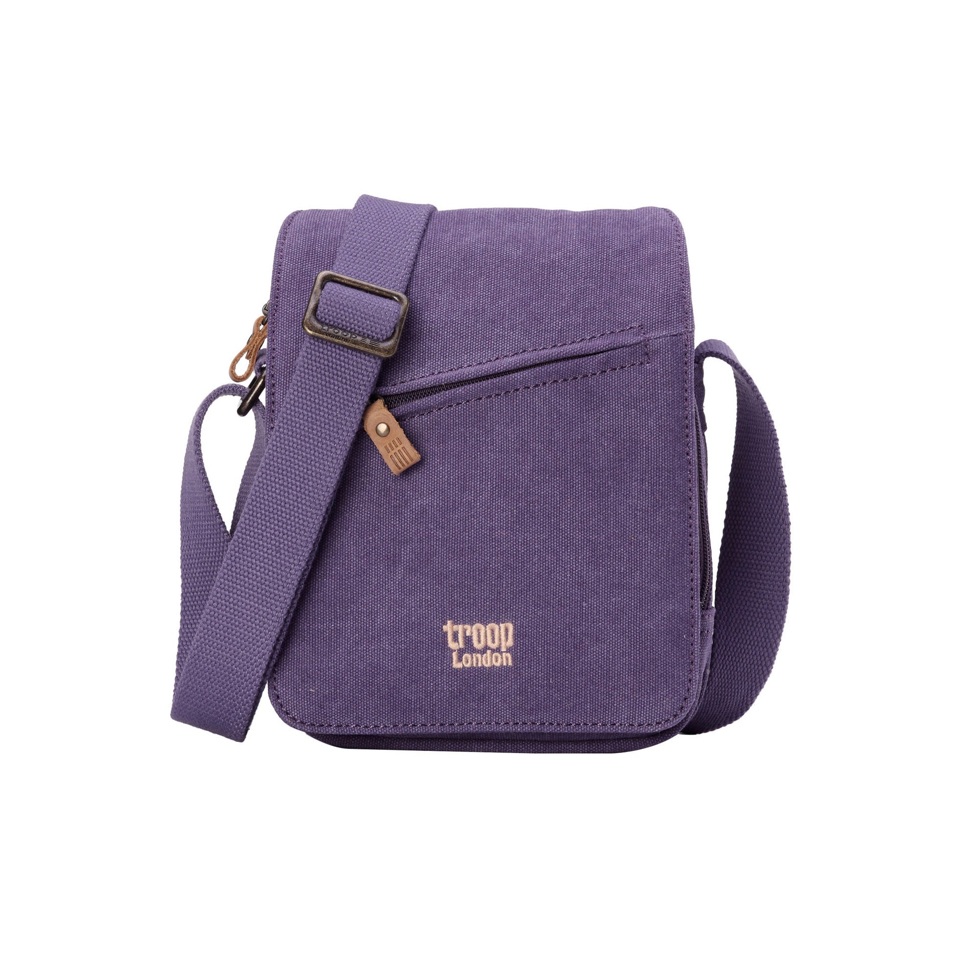 Classic Small Zip Front Cross Body Bag - Purple Canvas Backpack ...