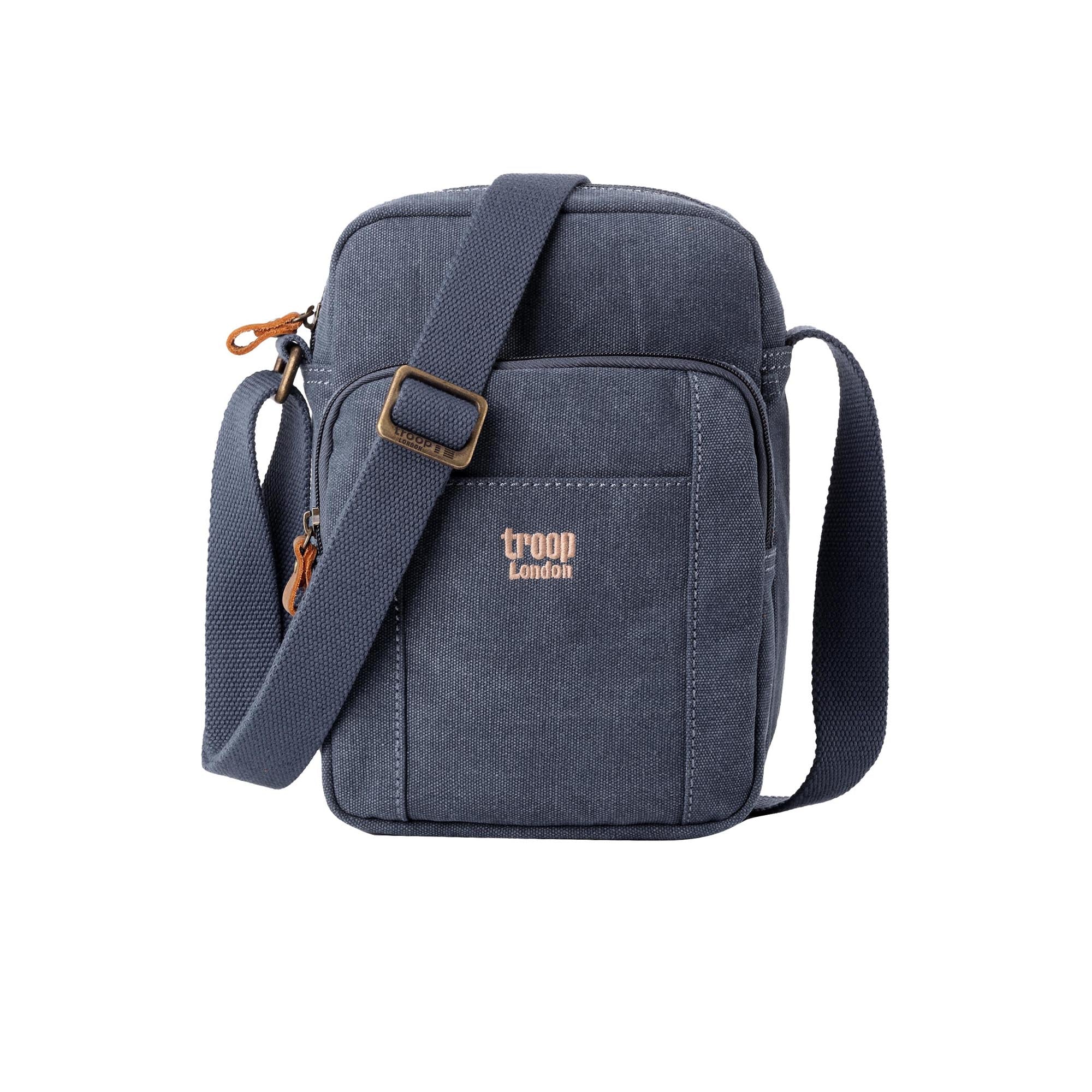 Classic Small Zip Top Body Bag - Blue Canvas Backpack – Premium Travel ...